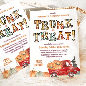 Trunk or Treat Flyer Editable Halloween Trunk or Treat Invitation Flyer ...
