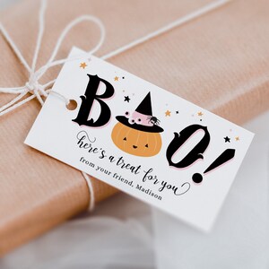 Printable Halloween Treat Tag, Boo Heres a Treat for You Trick or Treat ...