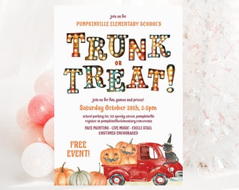 Trunk or Treat Flyer Editable Halloween Trunk or Treat Invitation Flyer ...
