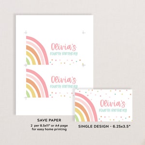 Editable Rainbow Gable Favor Box Label Template Printable Girl Pastel ...