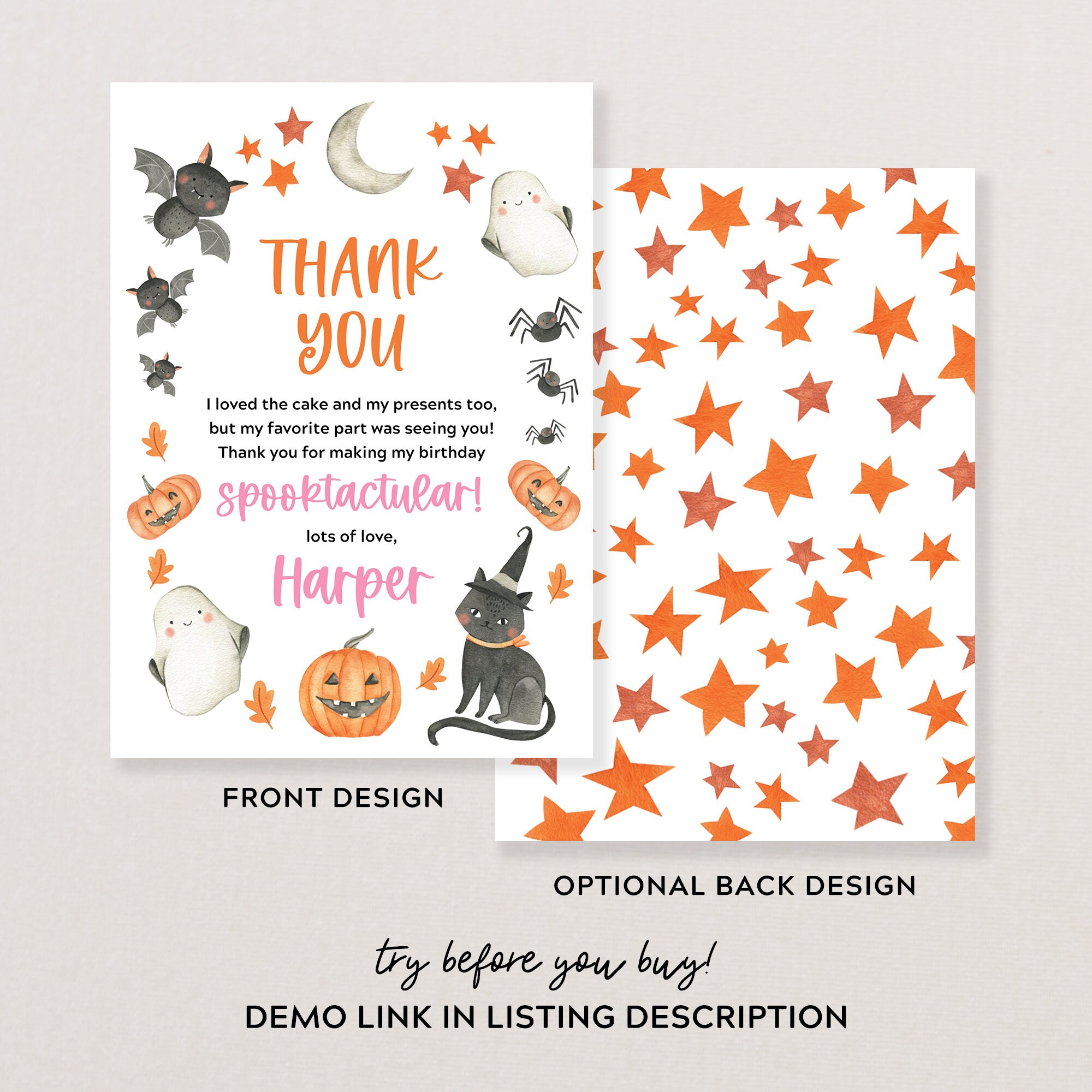 Editable Halloween Thank You Card Template Printable Fall - Etsy