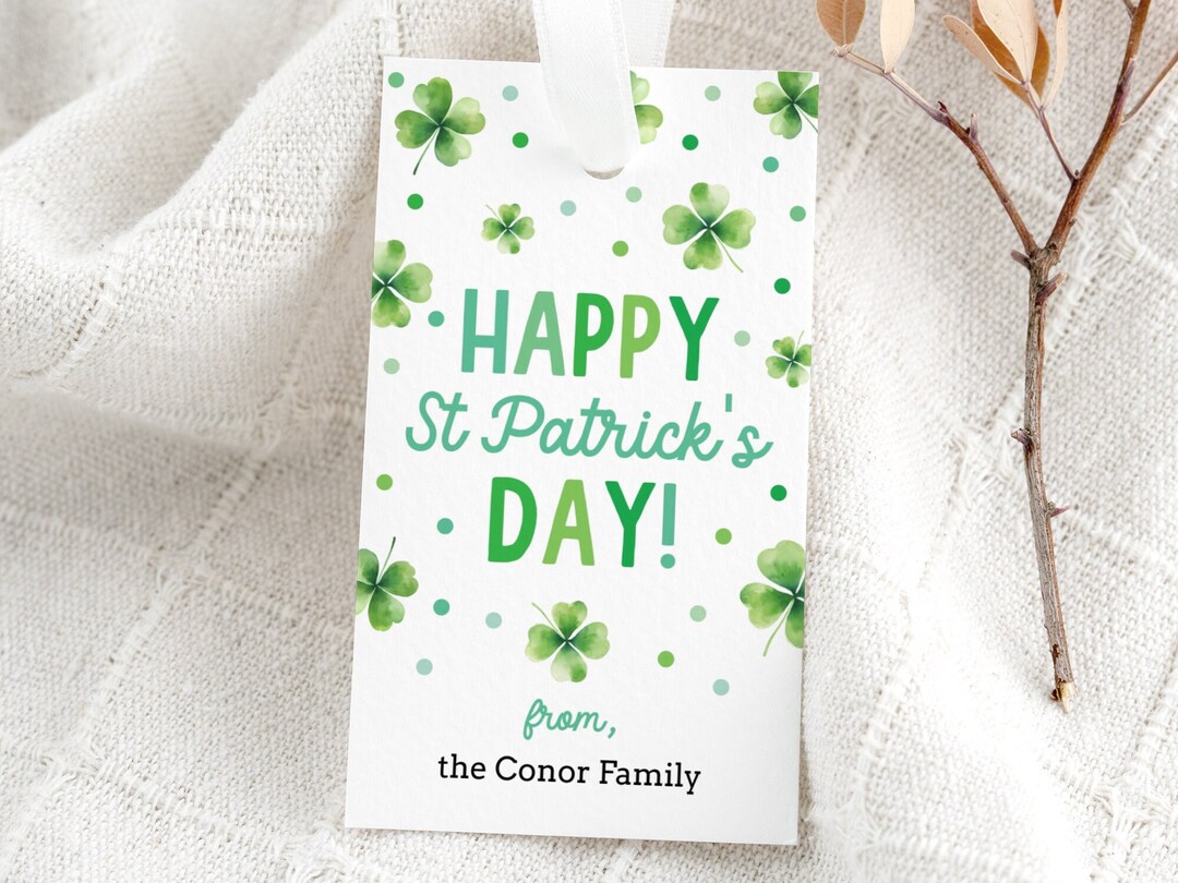 Happy St Patricks Day Gift Tag Printable Green Shamrock St Patrick's ...
