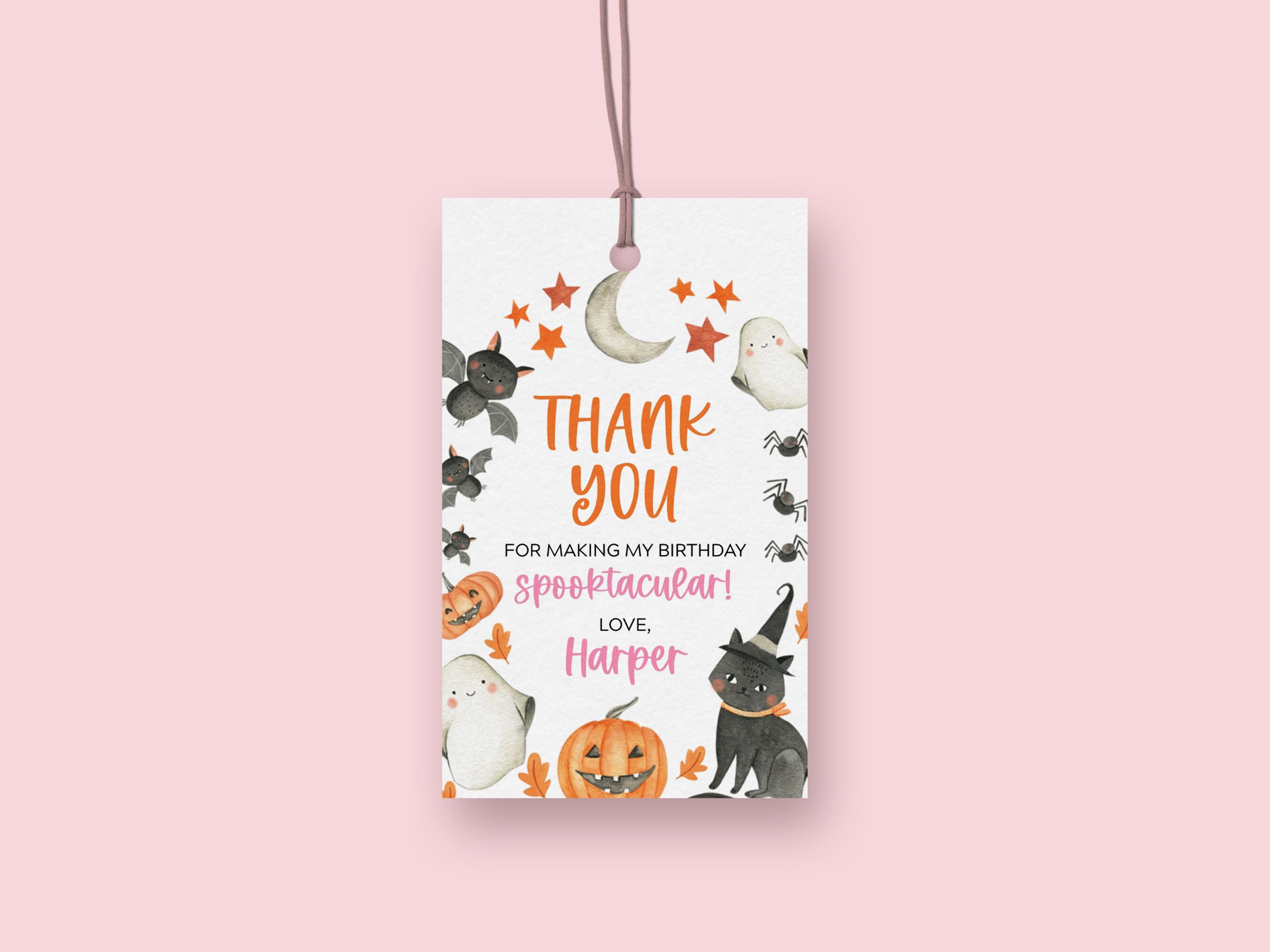 Editable Halloween Favor Tag Template Printable Pumpkin Girl Birthday ...