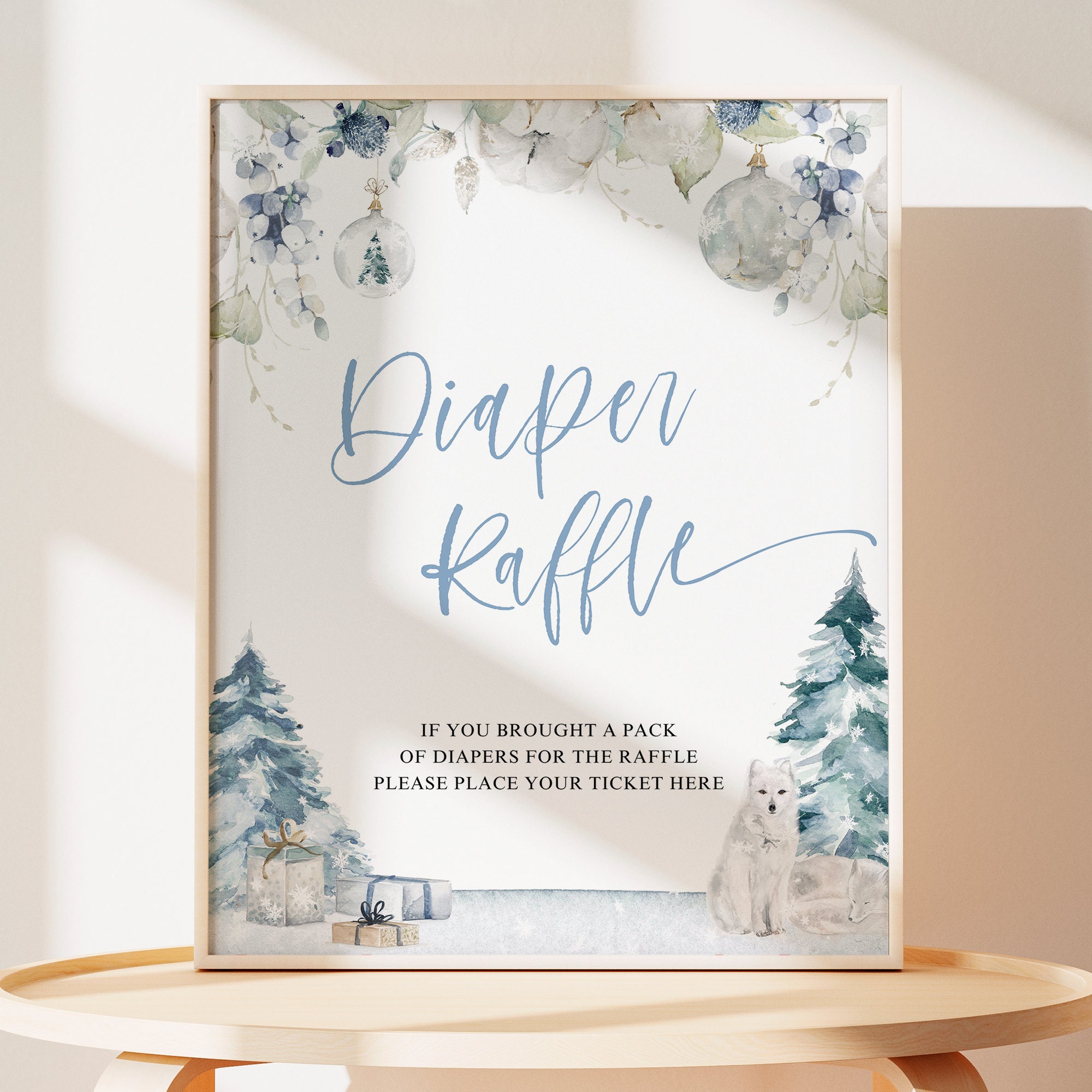 Winter Wonderland Diaper Raffle Sign, Printable Christmas Baby Shower ...