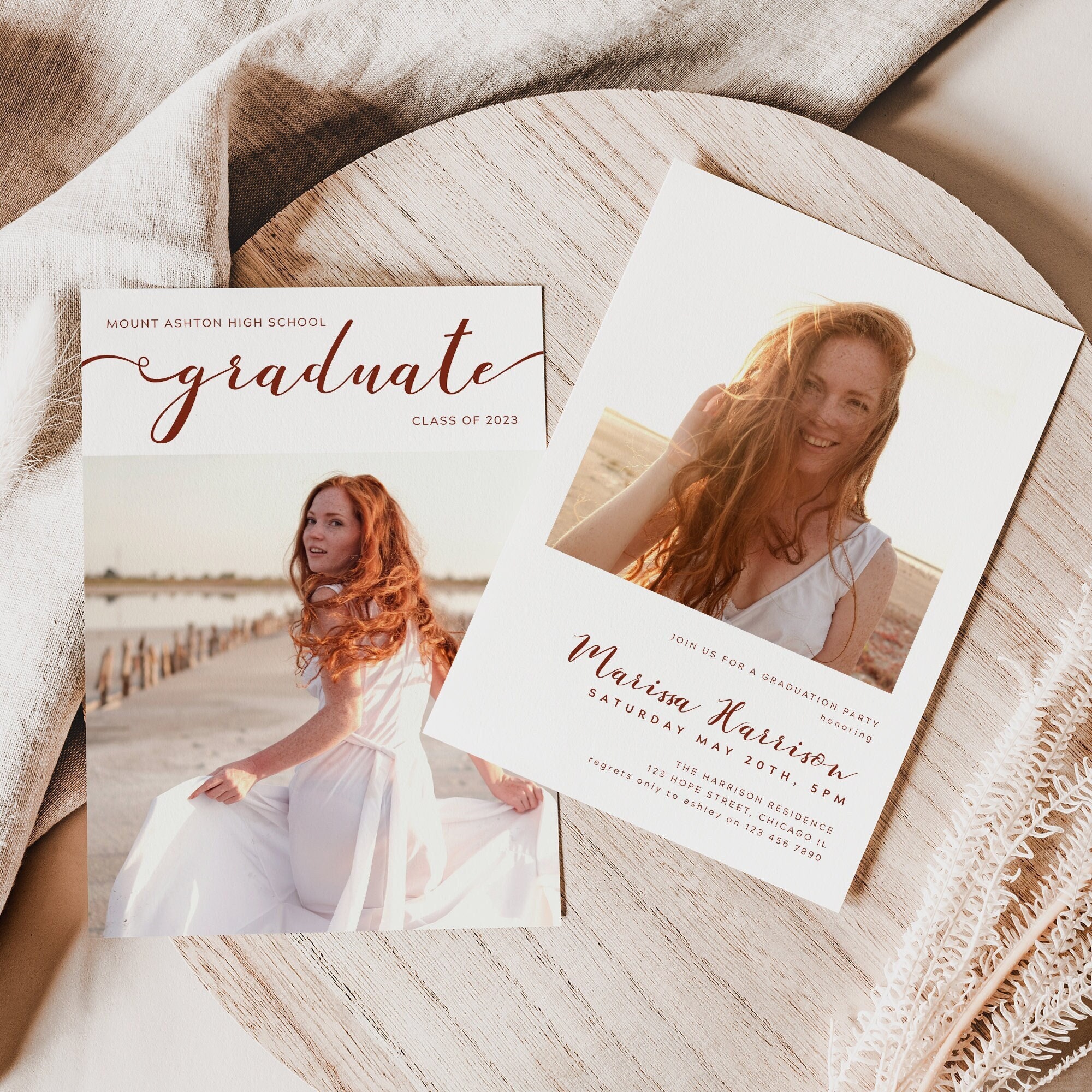 Modern Senior Grad Announcement Card Printable Template Simple College ...