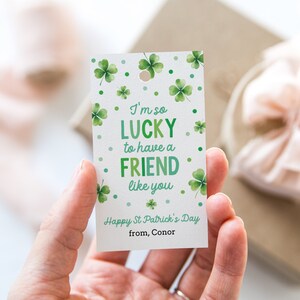 Printable St Patricks Day Treat Bag Gift Tag, Green Shamrock Lucky to ...