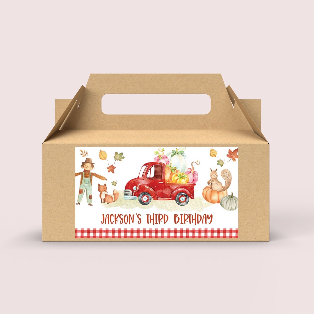 Editable Pumpkin Truck Gable Favor Box Label Template Printable Fall ...
