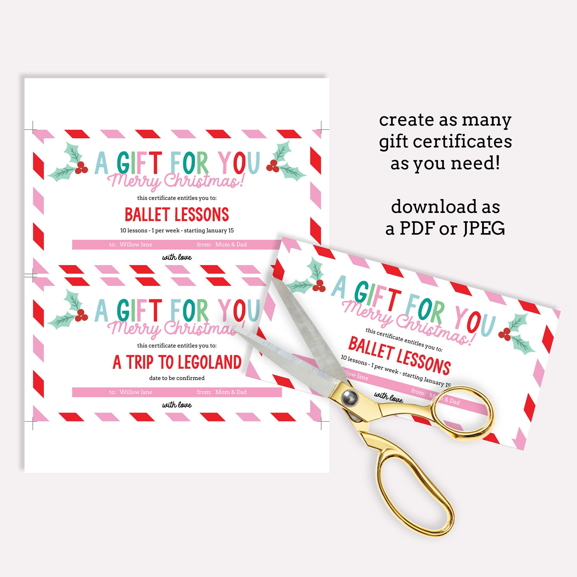 Editable Christmas Gift Certificate Printable A Gift for You ...