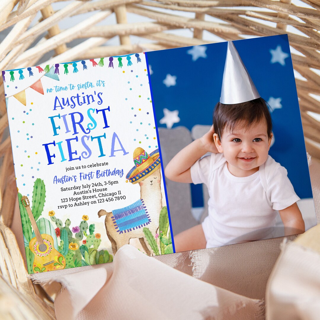 First Fiesta Invitation Printable 1st Birthday Party No Time to Siesta ...