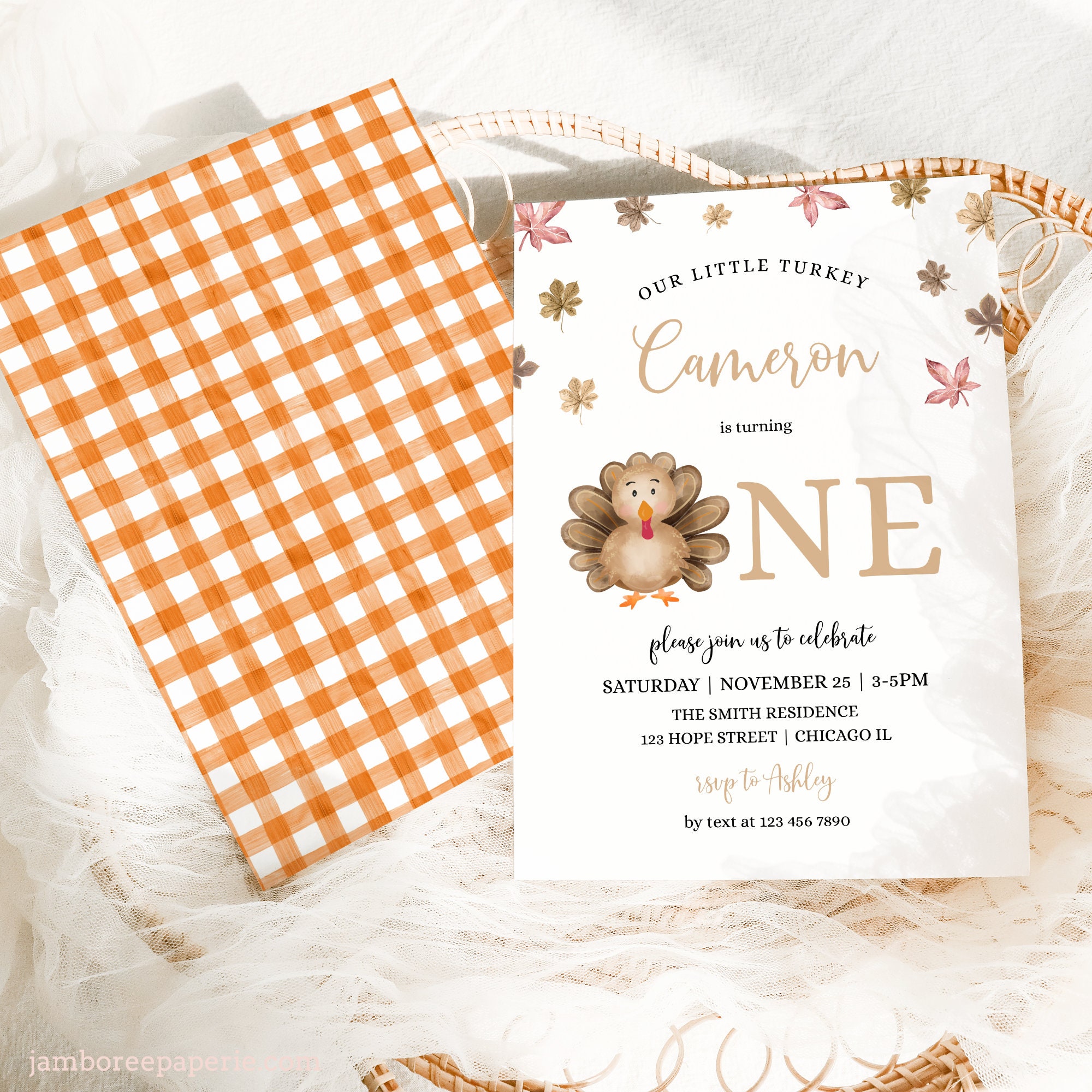 Our Little Turkey is Turning One Invitation Thanksgiving 1st Birthday ...