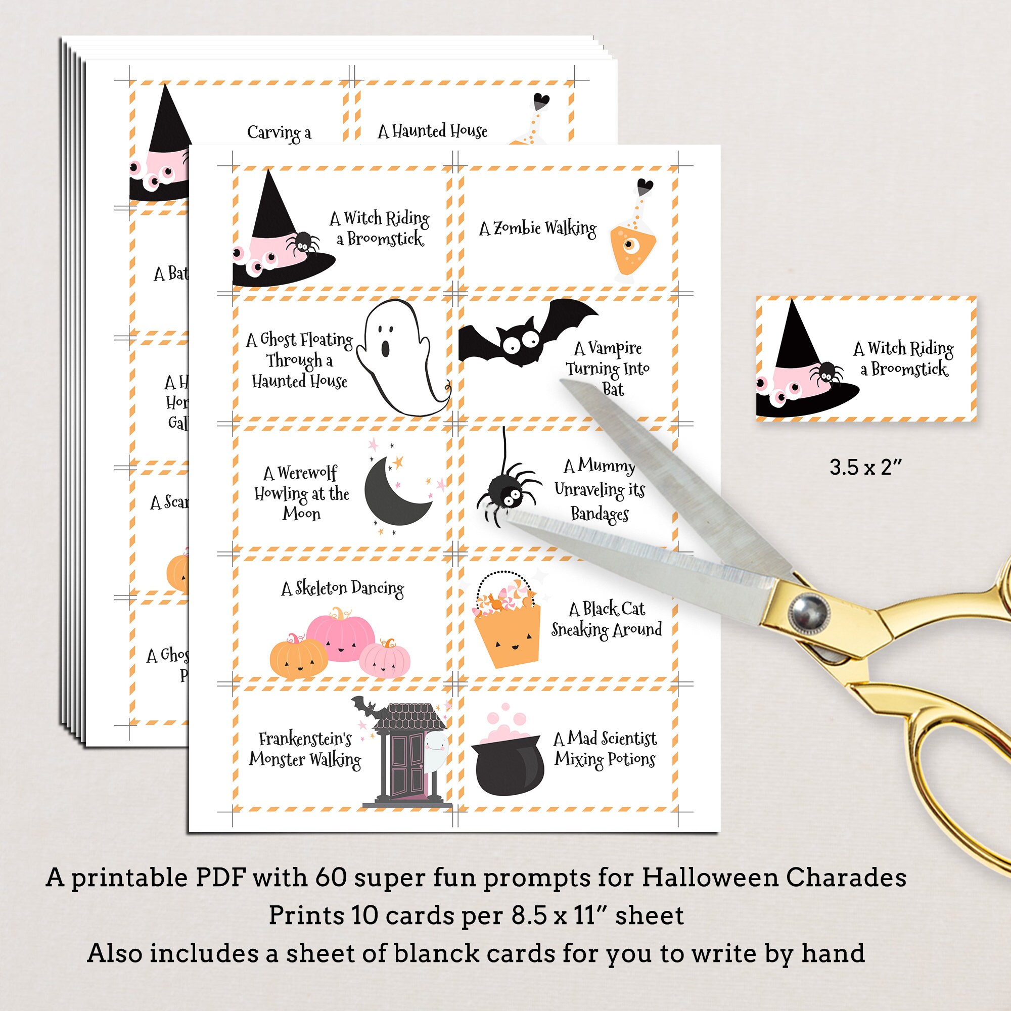 Printable Halloween Charades Party Game Spooky Halloween Charades ...