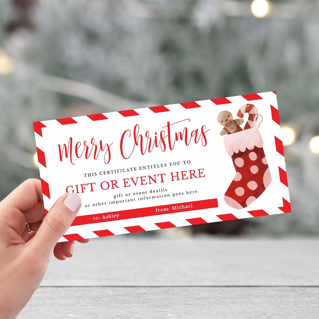 Editable Christmas Gift Certificate Printable Christmas Gift Voucher ...