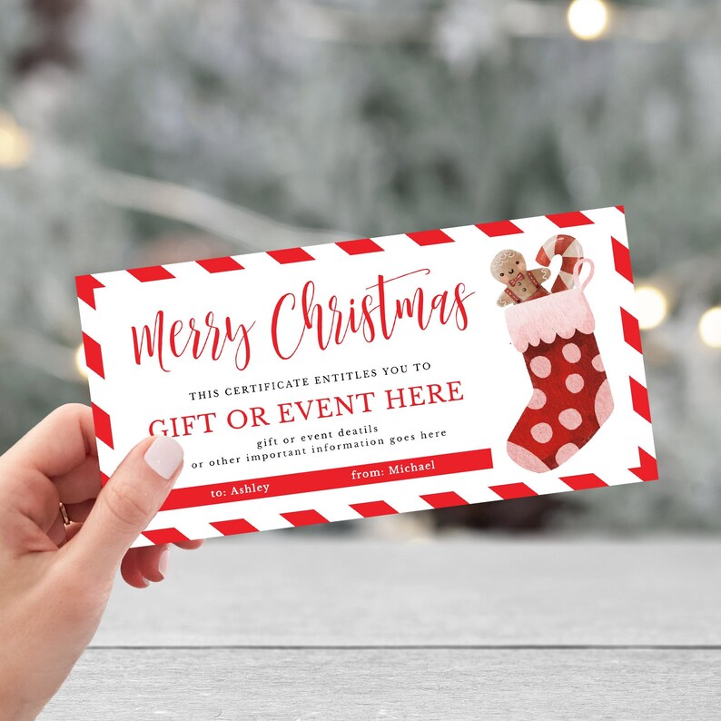 Editable Christmas Gift Certificate Printable Christmas Gift Voucher ...