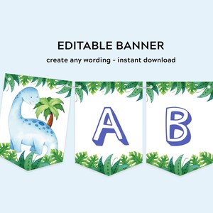 Editable Dinosaur Birthday Banner Template Printable Custom Spell Any ...