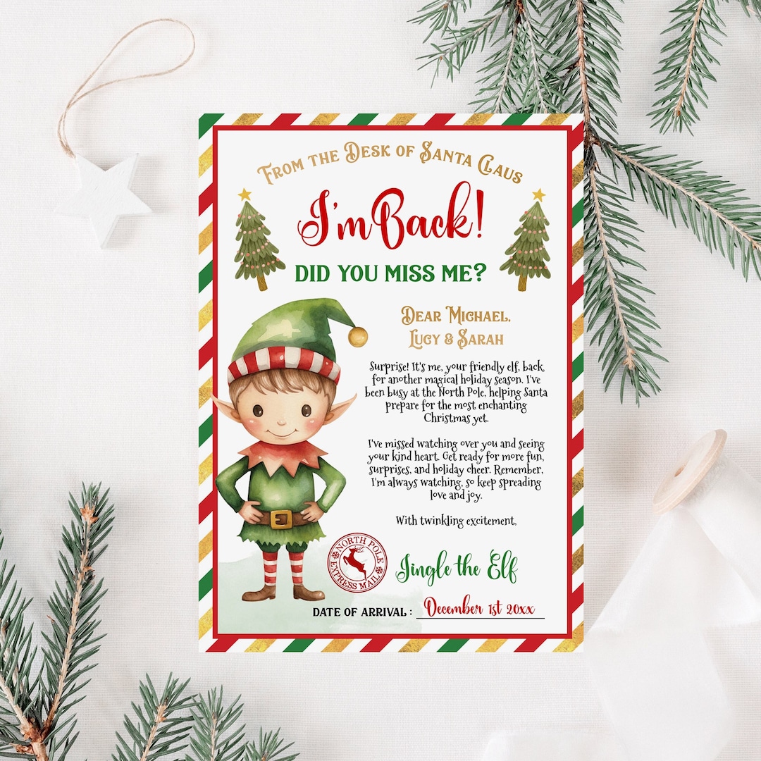 Editable I'm Back Elf Letter Printable Elf Letter Elf Hello Letter Boy ...