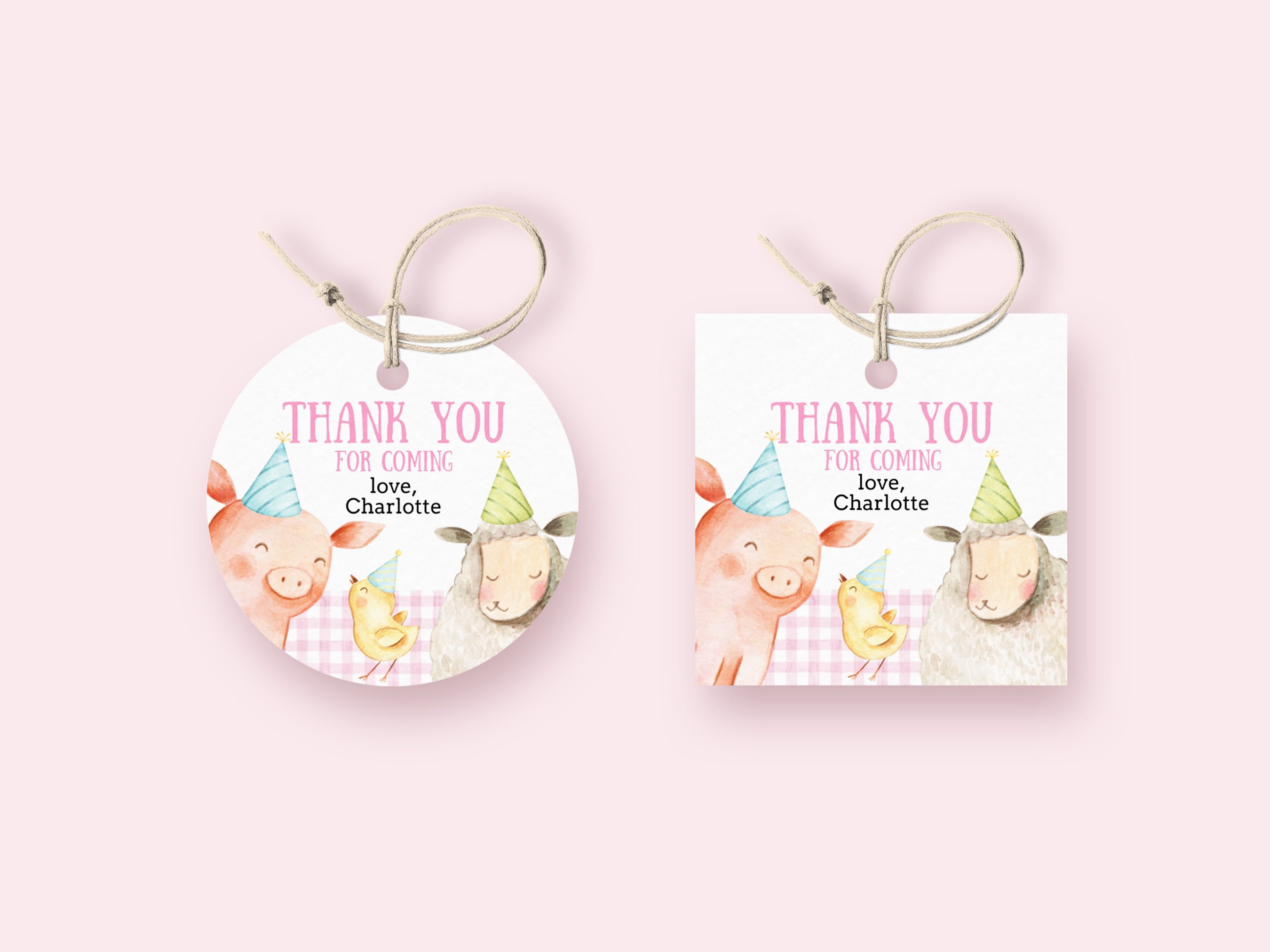 Printable Farm Animals Round and Square Favor Tags Editable Barnyard ...