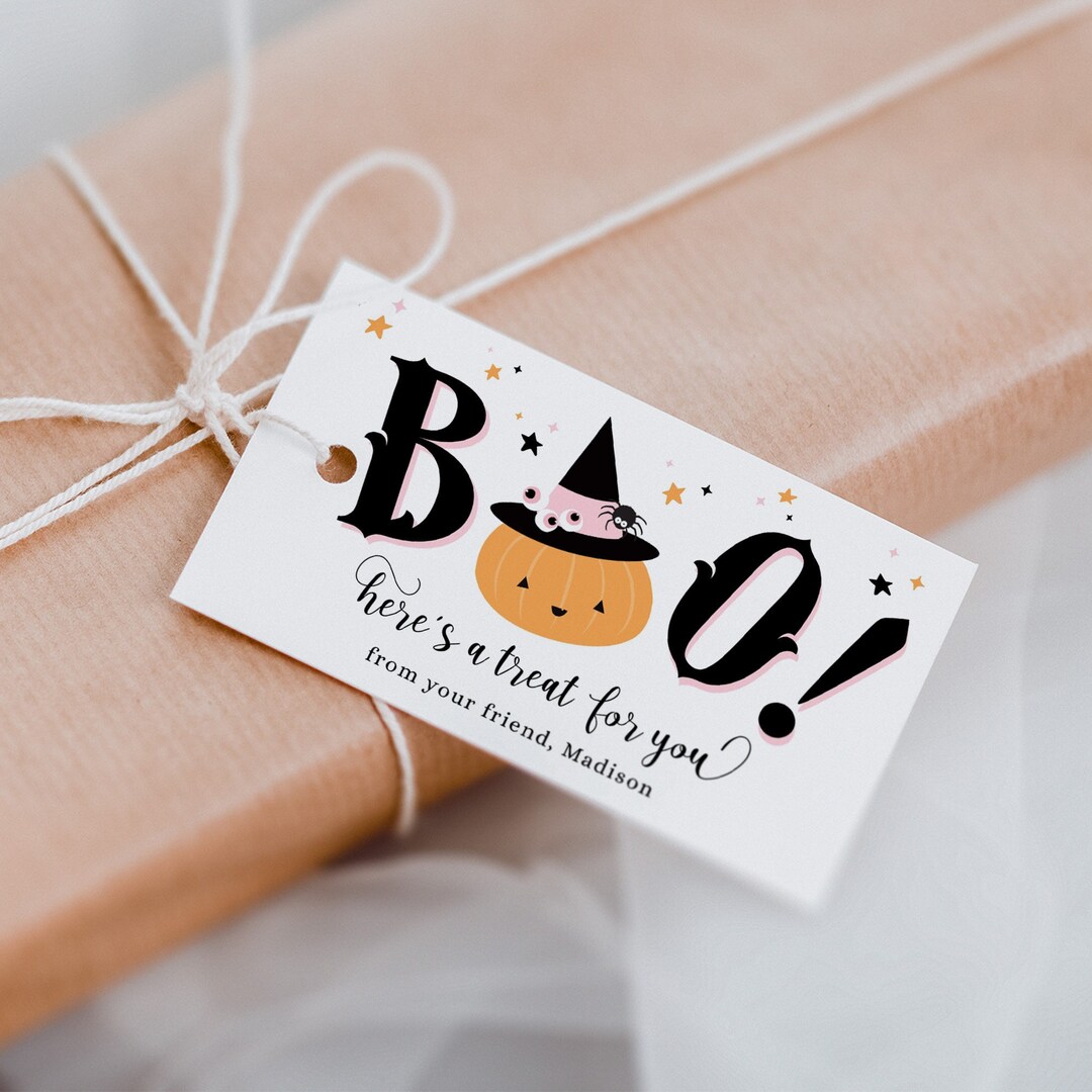 Printable Halloween Treat Tag, Boo Heres a Treat for You Trick or Treat ...