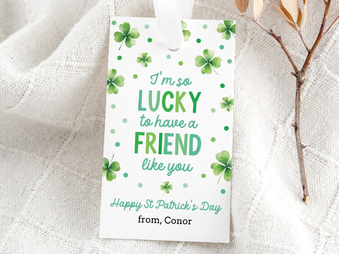 Printable St Patricks Day Treat Bag Gift Tag, Green Shamrock Lucky to ...