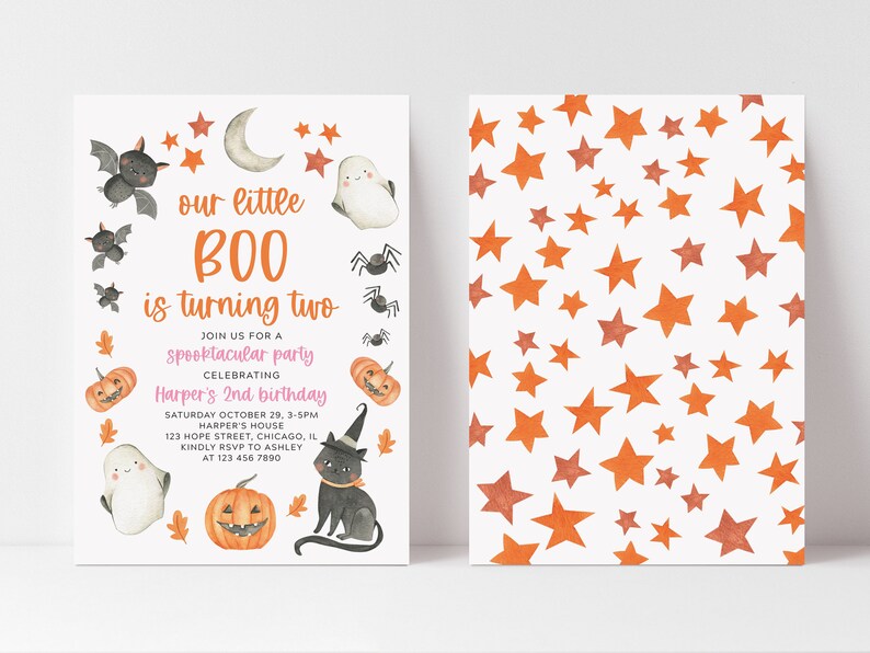 Editable Our Little Boo is Turning Two Halloween 2nd Birthday - Etsy