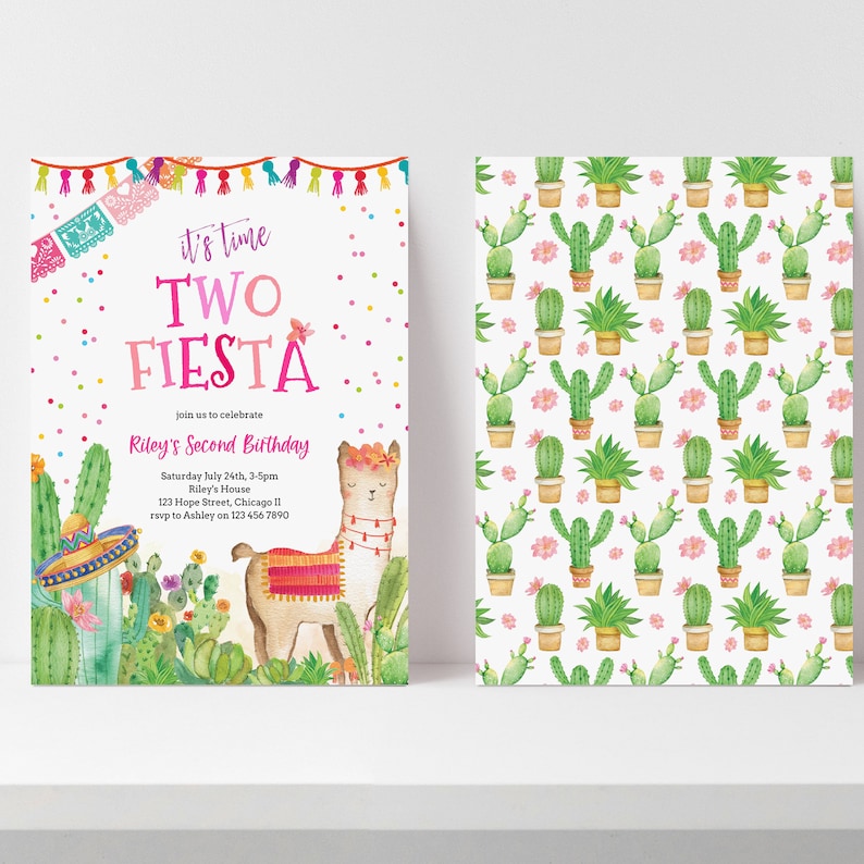 Editable Time Two Fiesta 2nd Birthday Invitation Template Printable ...