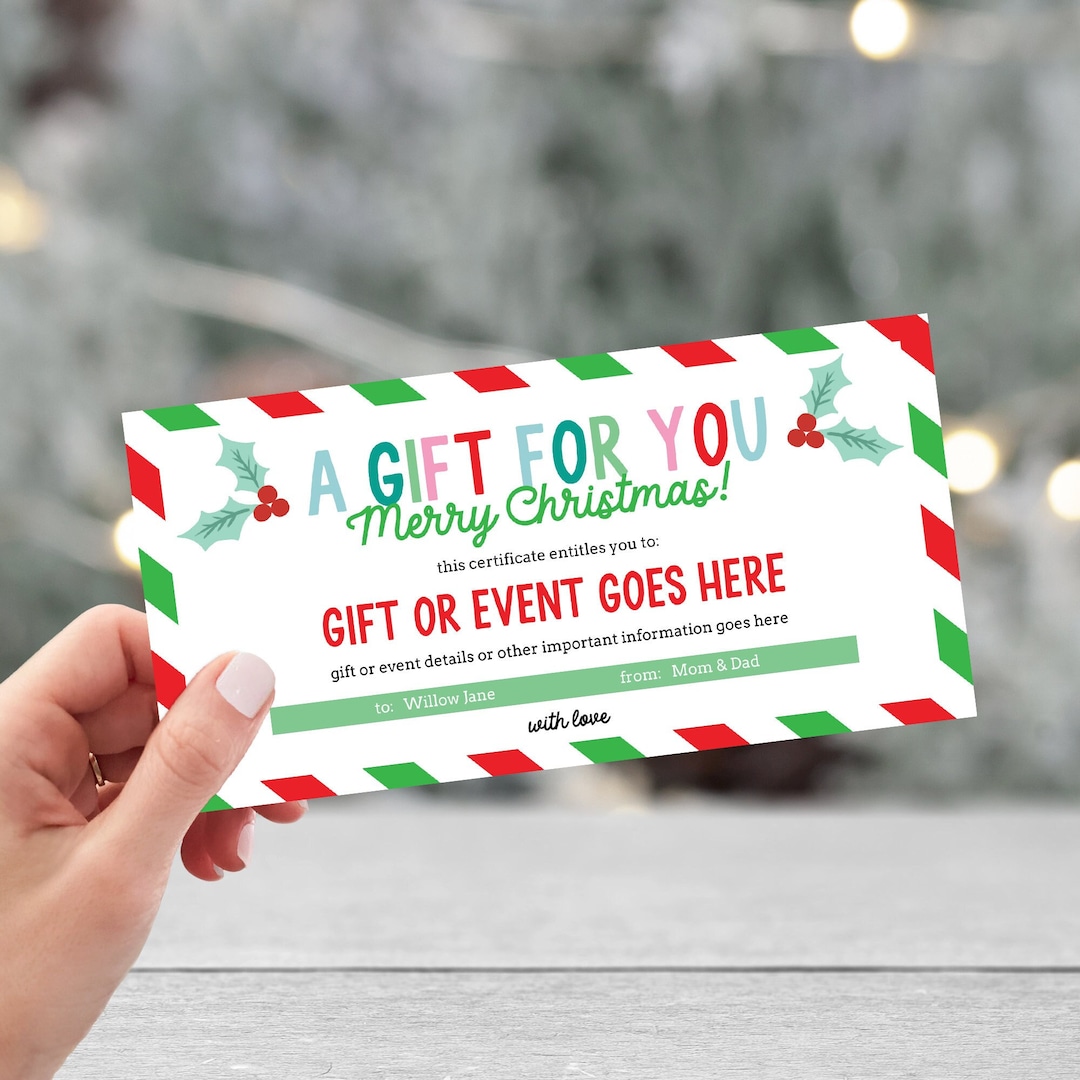 Editable Christmas Gift Voucher, Printable Christmas Gift Certificate ...