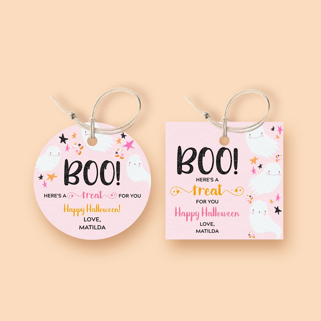 Editable Halloween Favor Tags Trick or Treat Boo Gift Tag Birthday ...