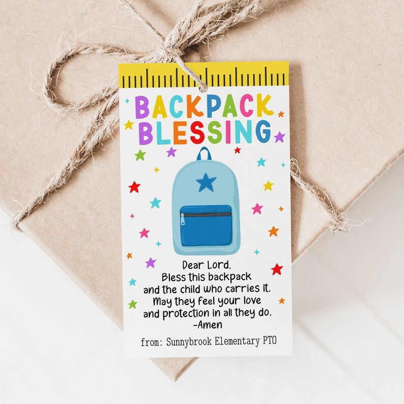 Backpack Blessing Printable Gift Tag, Backpack Prayer Tag, Printable ...