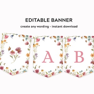 Wildflower Editable Birthday Banner Template Printable Custom Floral ...