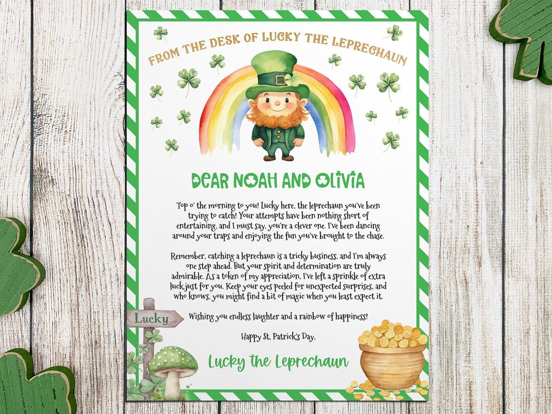 Leprechaun Trap Letter Editable St Patricks Day Leprechaun Letter ...