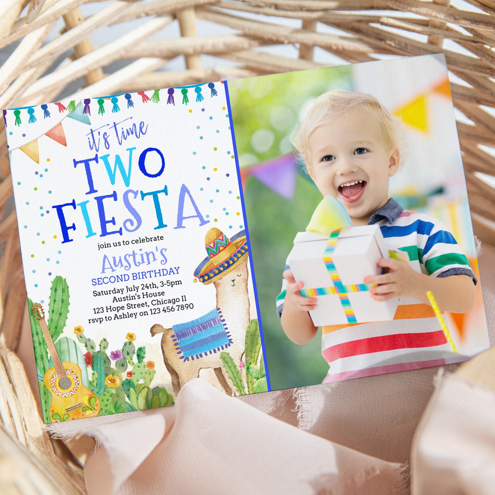 Fiesta Birthday Invitation Template Printable Time Two Fiesta Mexican ...