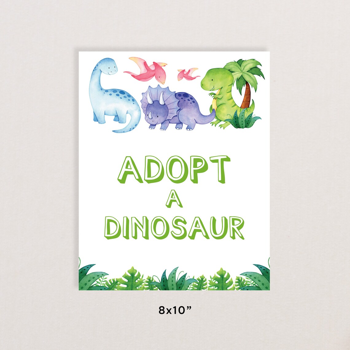 Adopt A Dinosaur Printable Table Sign Trex Dinosaur Adoption Boy ...