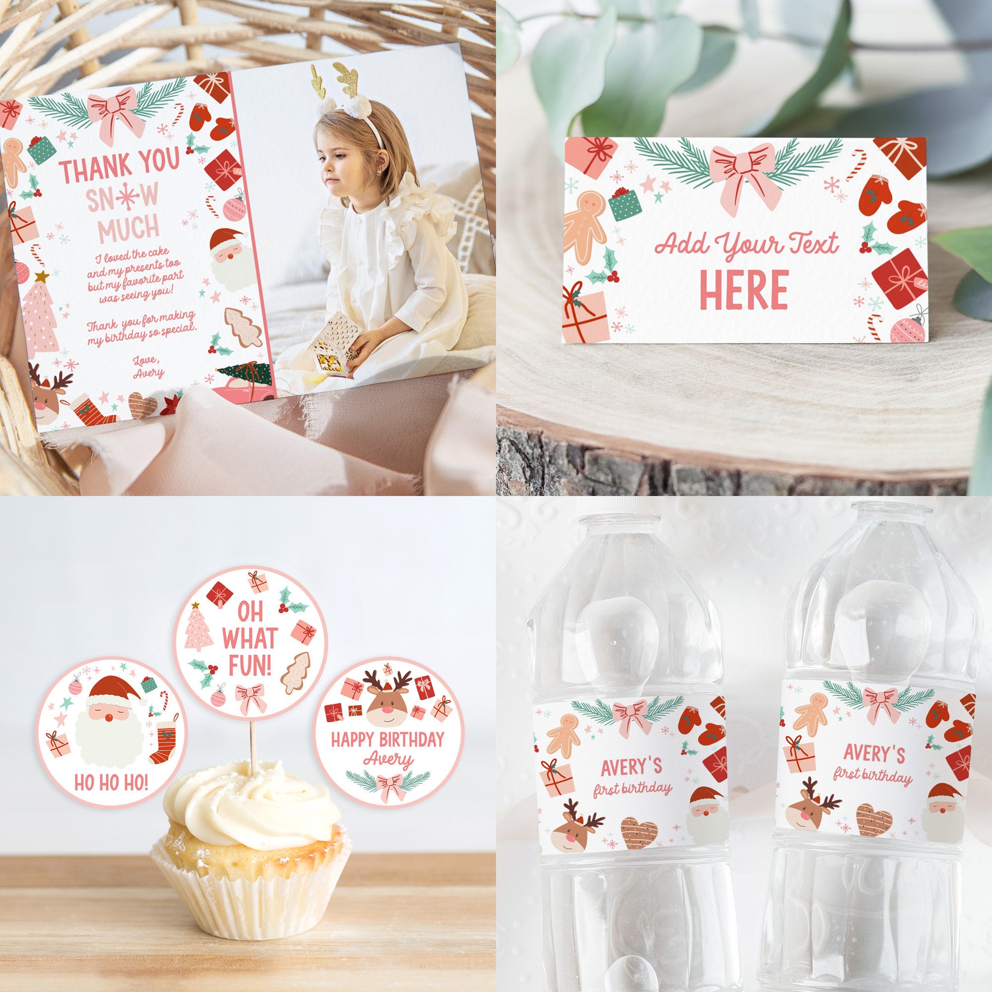 Christmas Birthday Party Invitation Bundle Printable December Winter ...