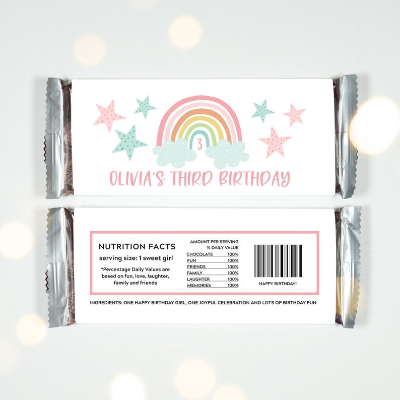 Editable Rainbow Chocolate Bar Labels Template Printable Boho Rainbow ...