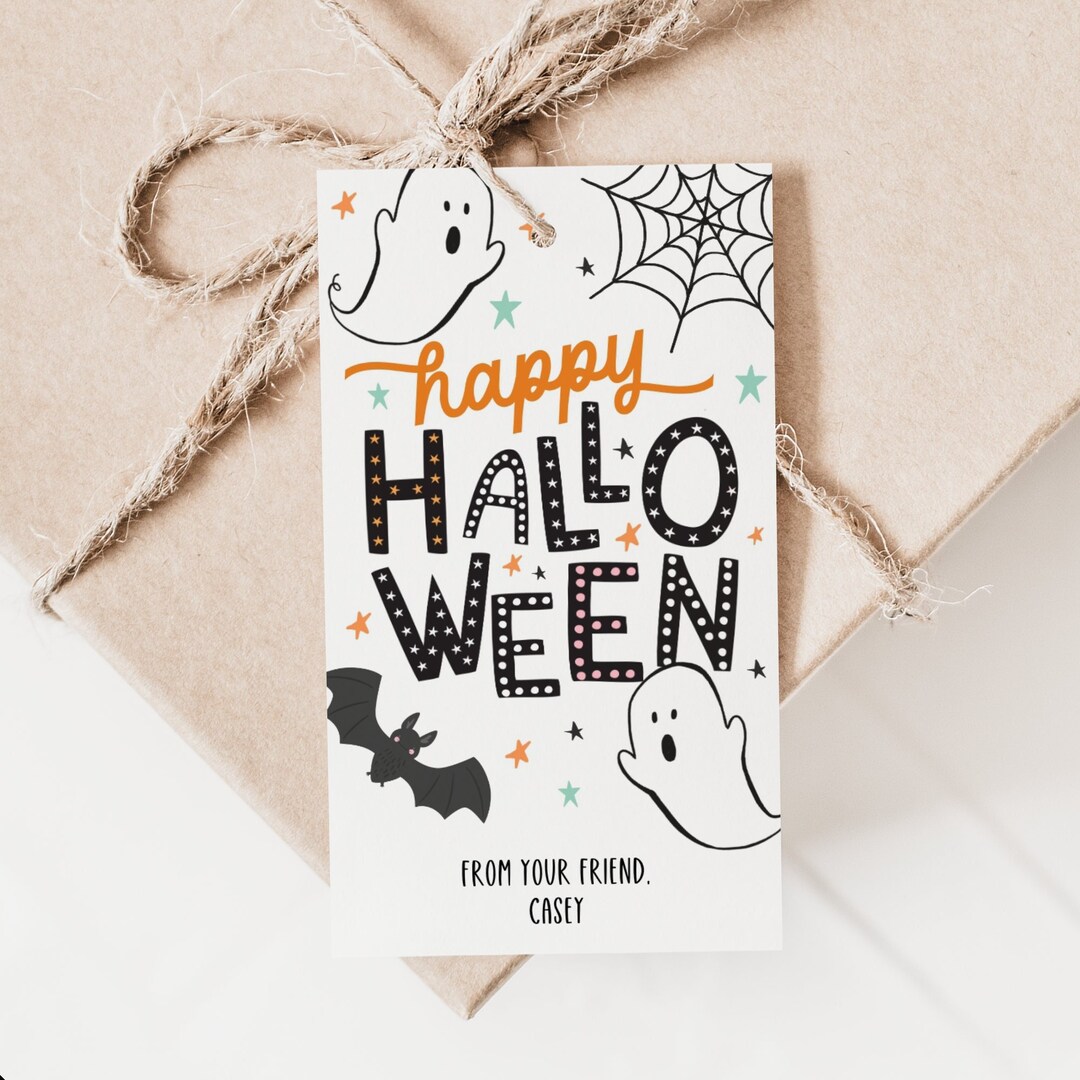 Halloween Treat Tag Printable Happy Halloween Ghost Treat Bag Tags ...