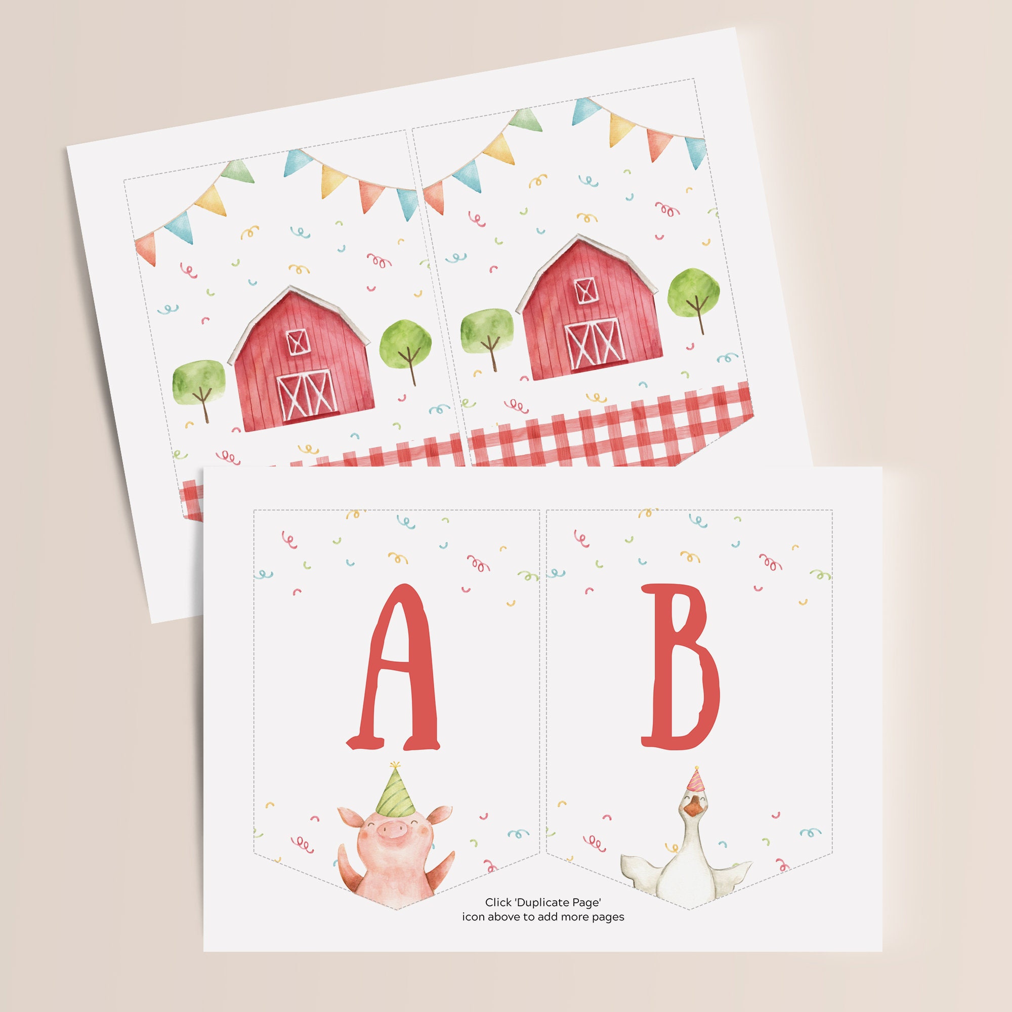 Editable Red Barnyard Birthday Banner Template Printable Farm - Etsy