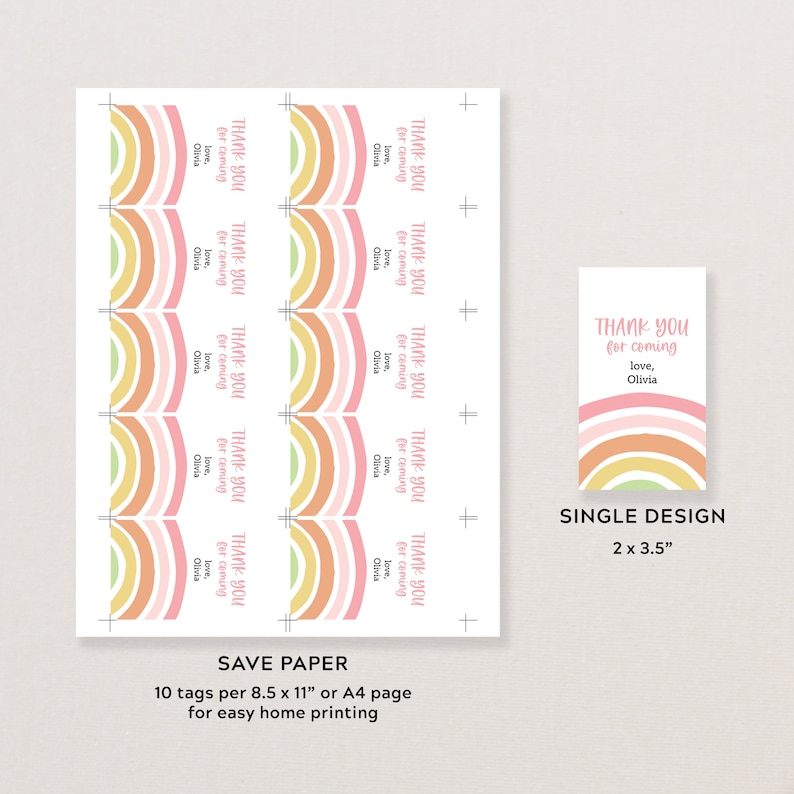 Editable Rainbow Favor Tag Template Printable Rectangle Girl - Etsy