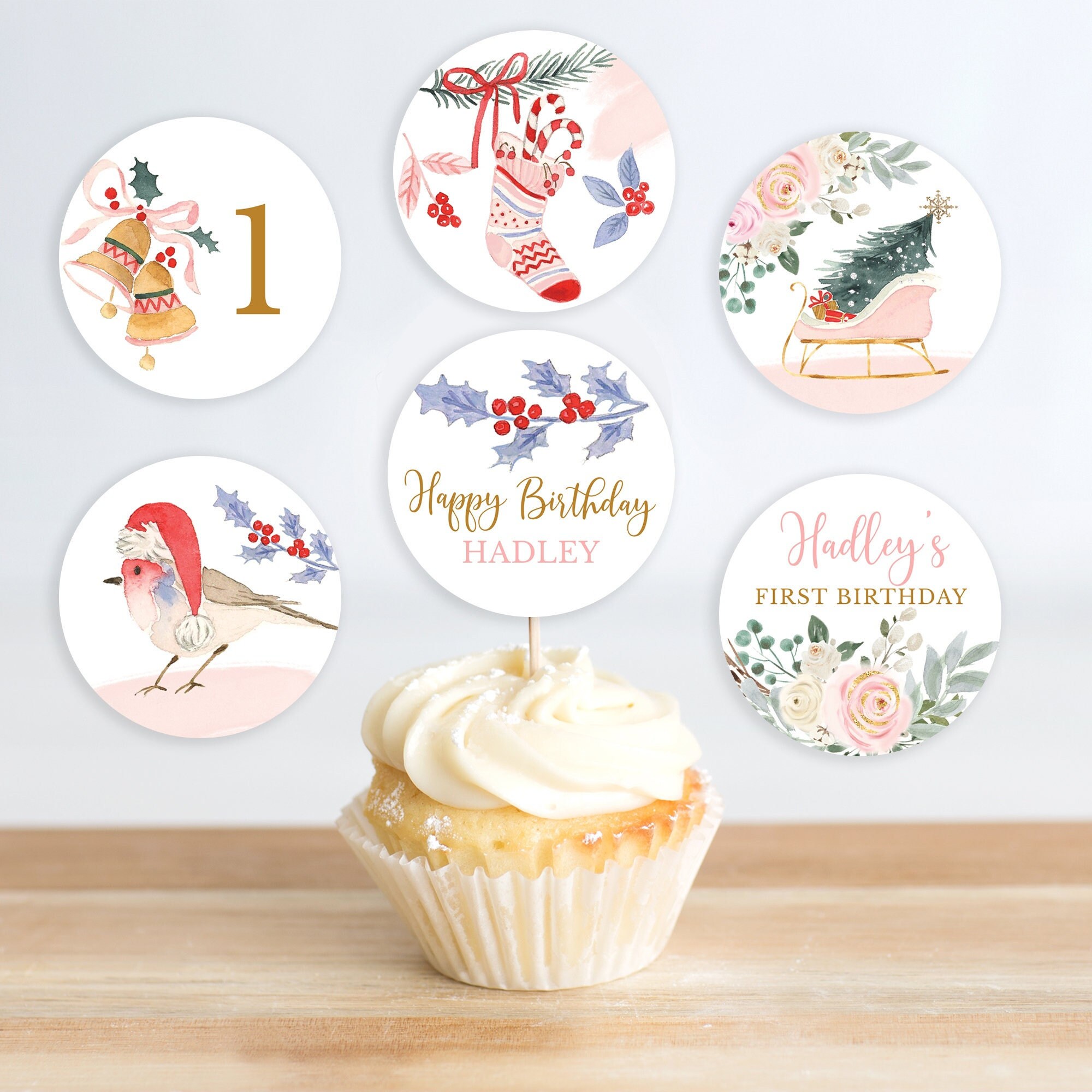 Most Onederful Birthday Cupcake Toppers Template, Printable Sleigh ...