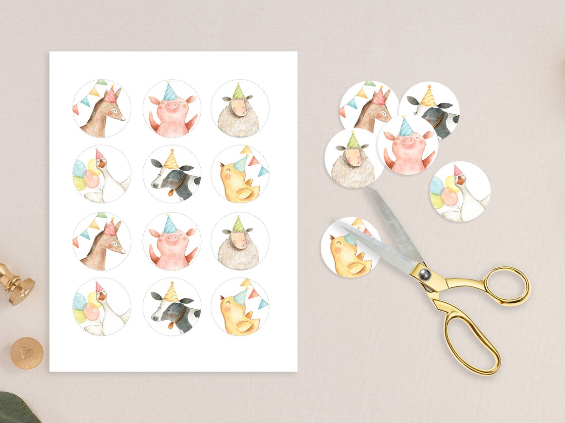 Farm Animal Cupcake Toppers Printable Barnyard Animals Cupcake - Etsy