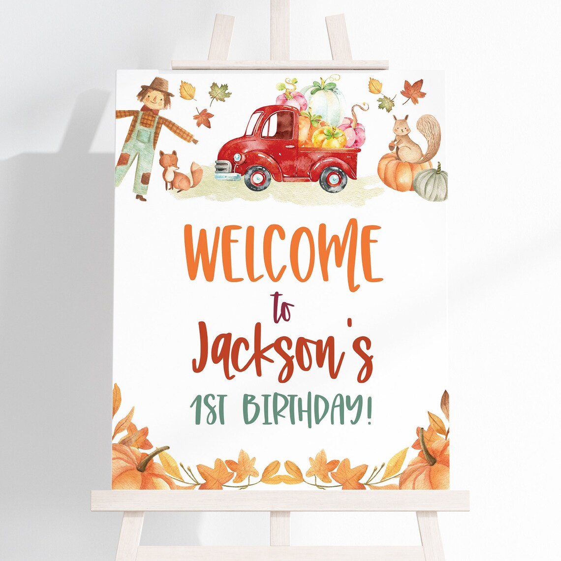 Editable Fall Birthday Welcome Sign Template Printable Pumpkin - Etsy