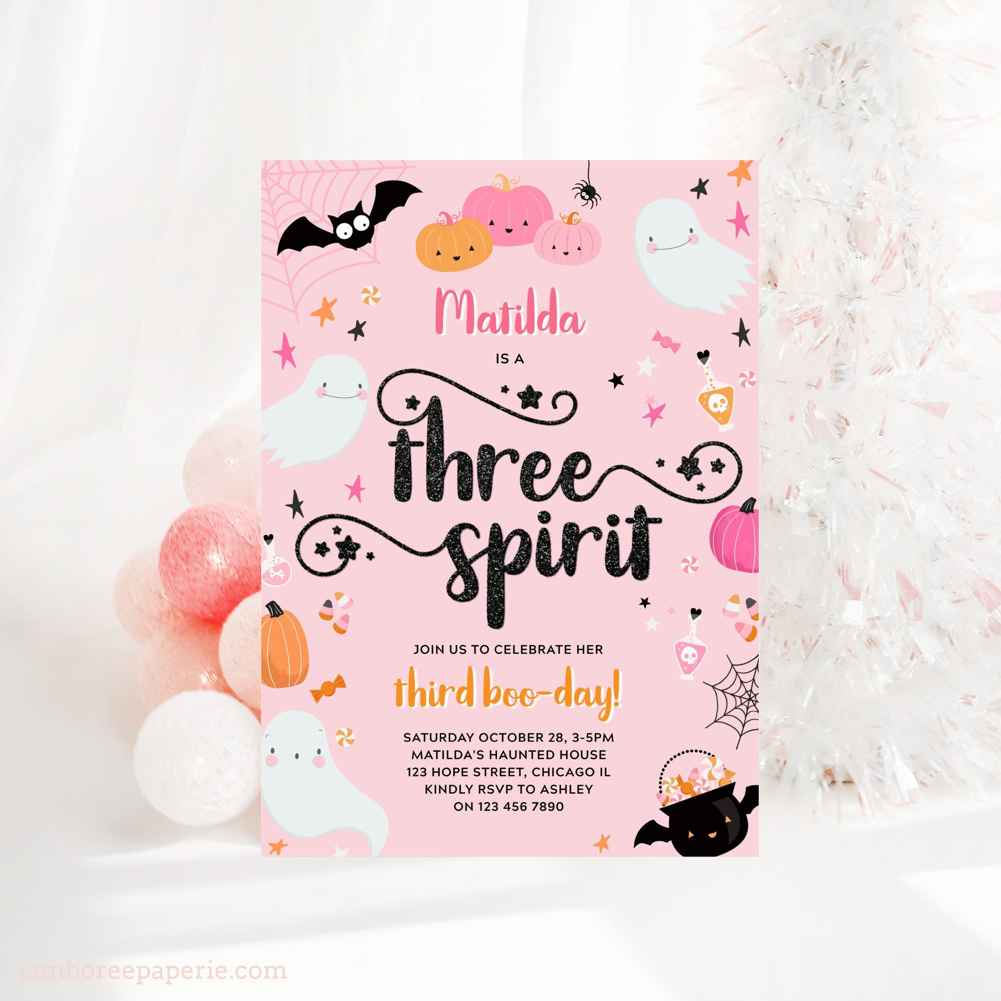 Three Spirit Halloween 3rd Birthday Party Invitation Cute - Etsy