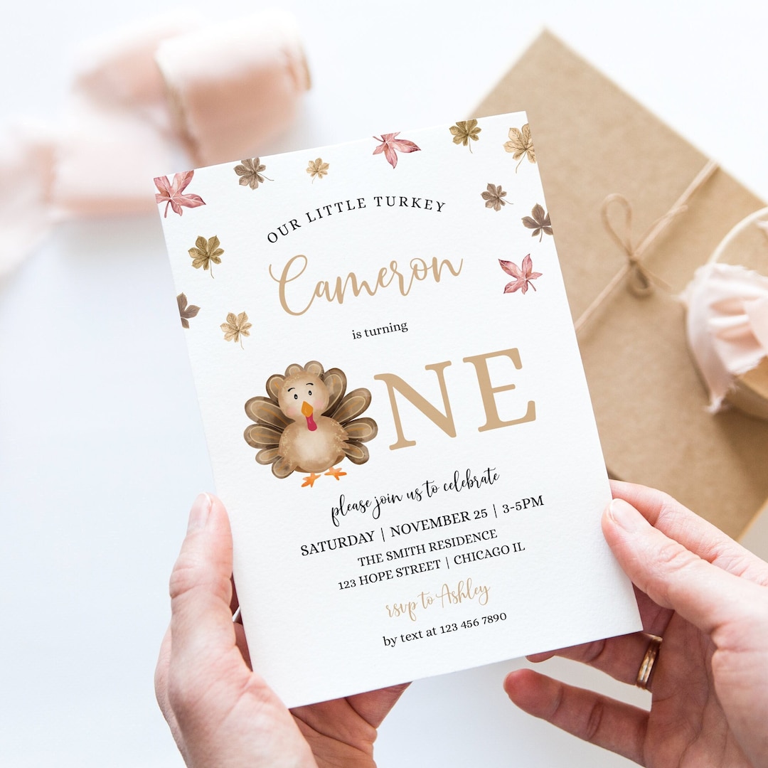 Our Little Turkey is Turning One Invitation Thanksgiving 1st Birthday ...