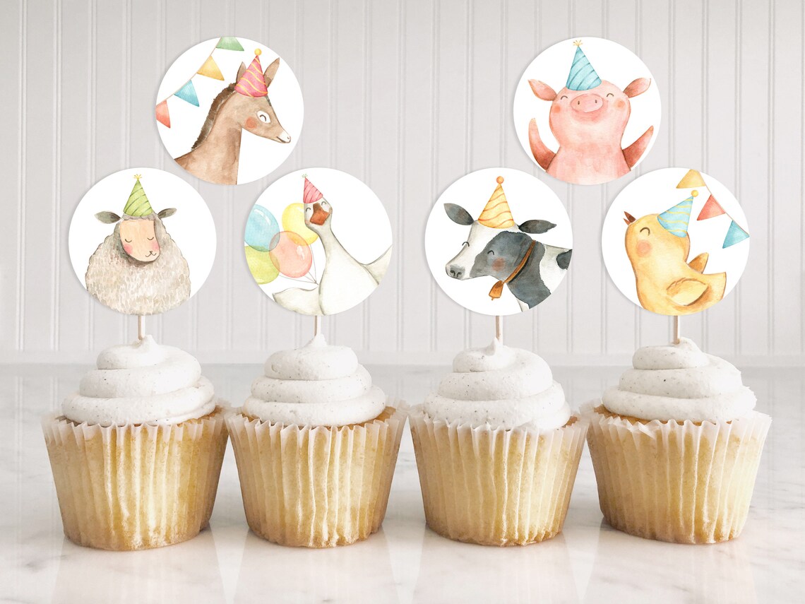 Farm Animal Cupcake Toppers Printable Barnyard Animals Cupcake - Etsy