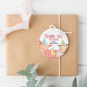 Editable Farm Animals Square and Round Favor Tags Printable Farmyard ...
