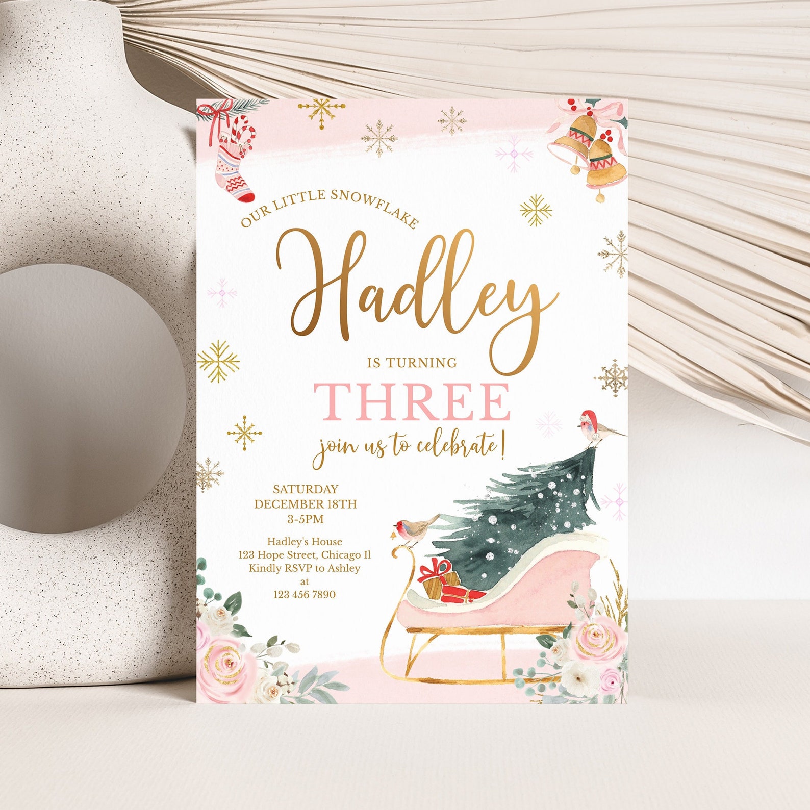 Winter Third Birthday Invitation Template, Printable Our Little ...