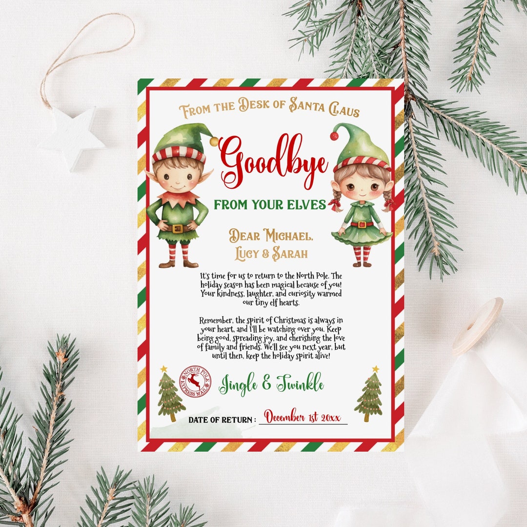 Editable Elves Goodbye Letter, Printable Elf Goodbye Letter, Christmas ...