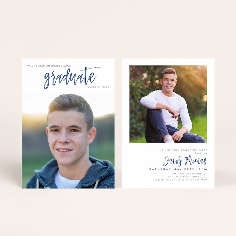 Simple Graduation Party Invitation Template Printable Senior High ...