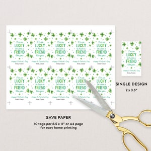 Printable St Patricks Day Treat Bag Gift Tag, Green Shamrock Lucky to ...