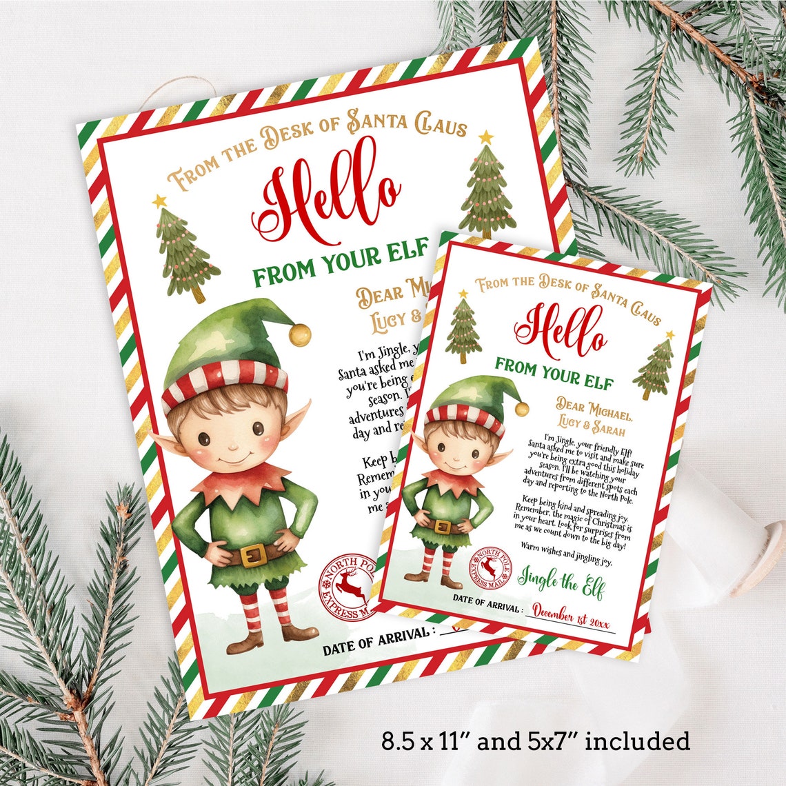 Carta de chegada de elfo editável para impressão Carta de elfo Elf Olá ...