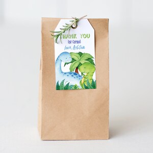 Editable Dinosaur Favor Tag Template Printable Rectangle Boy Birthday ...
