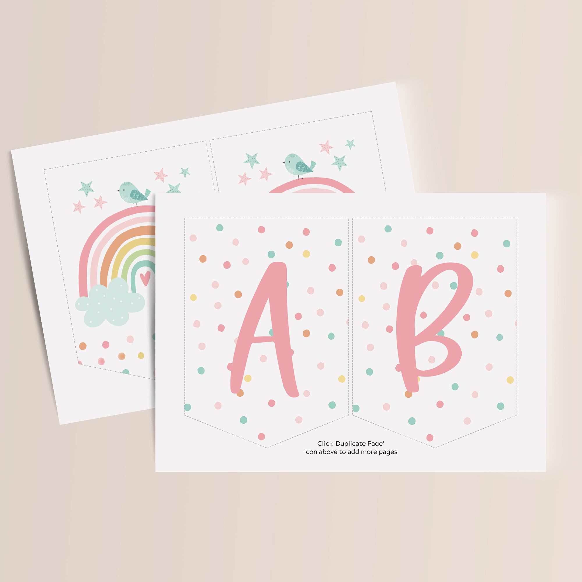 Editable Rainbow Birthday Banner Template Printable Custom Spell Any ...